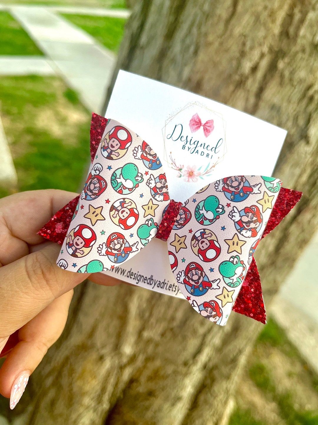 Super Mario Bros Inspired Bow// Mario Inspired Bow// Glitter - Etsy