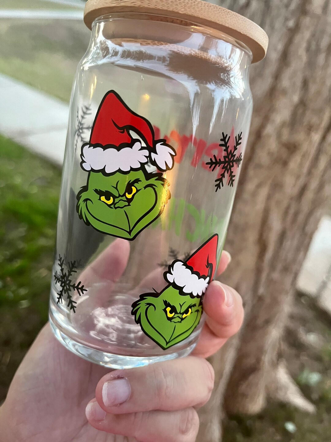 Grinch Inspired Glass Cup// Grinch Inspired Coffee Cup// Glass - Etsy