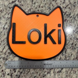 3D Printed Custom Cat Face Name Tag for 7ft Skelly Cat/dog Orange/black ...