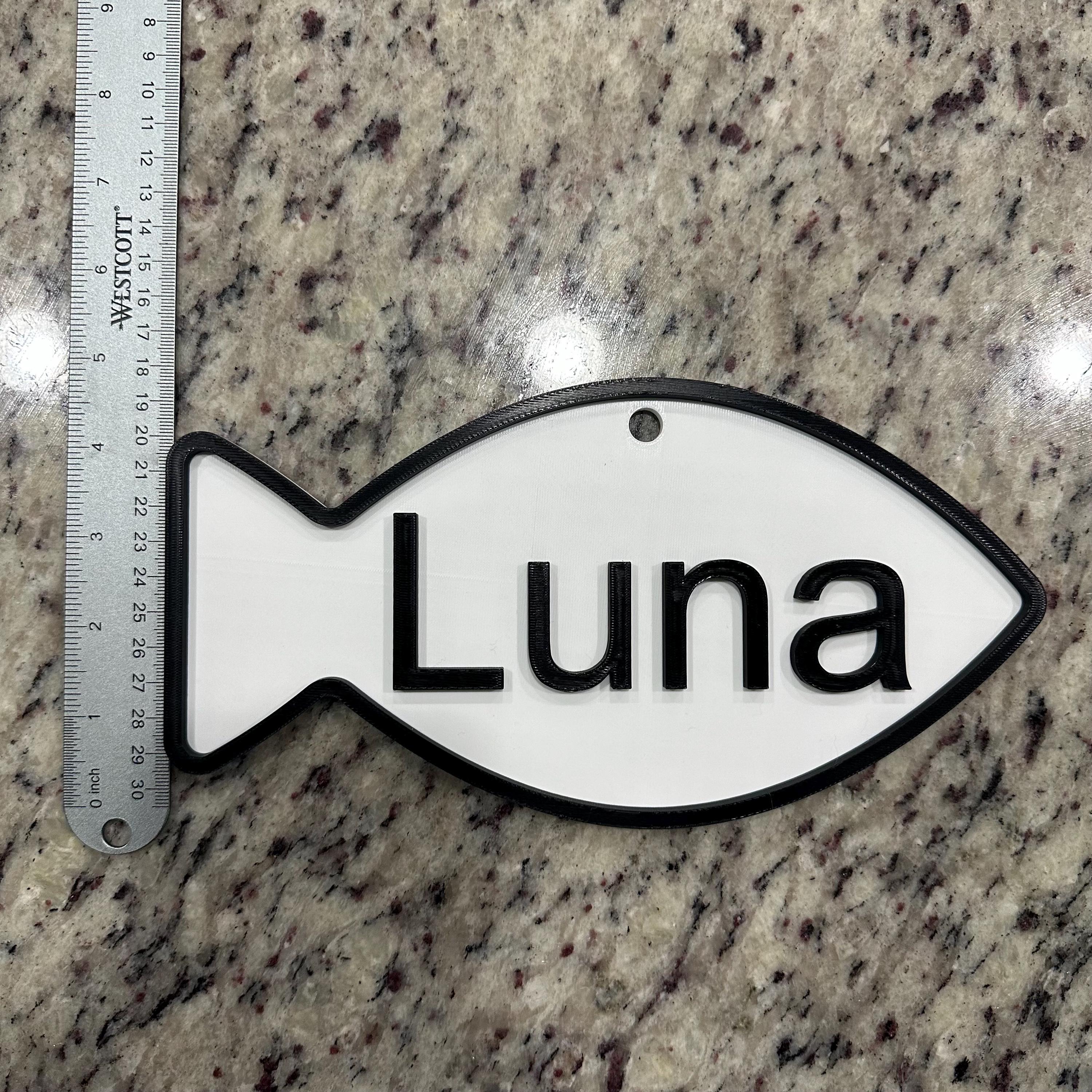 3D Printed Custom Cat Fish Name Tag for 7ft Skelly Cat/dog White/black ...