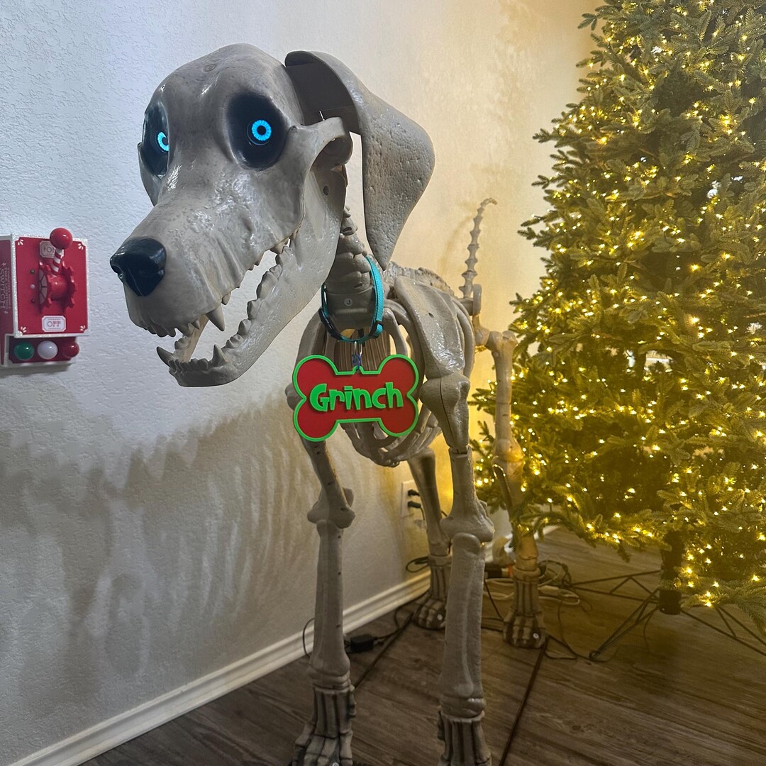 3D Printed Grinch Christmas Custom Large Dog Bone Name Tag for 7ft ...