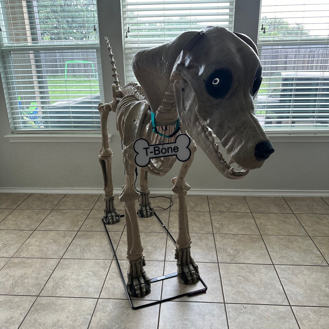 3D Printed Custom Dog Bone Name Tag for 7ft Skelly Dog White/black - Etsy