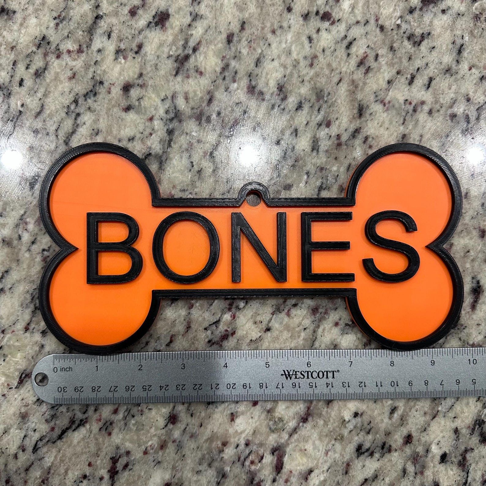 3D Printed Custom Dog Bone Name Tag for 7ft Skelly Dog Orange/black - Etsy