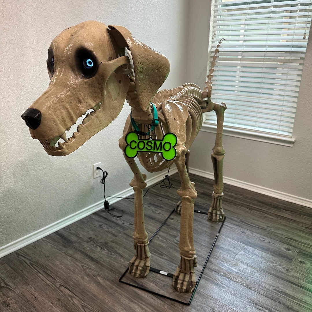 3D Printed Custom Dog Bone Name Tag for 7ft Skelly Dog Green/black - Etsy