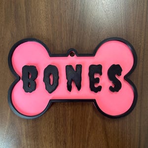 3D Printed Custom Large Dog Bone Name Tag for 7ft Skelly Dog Multiple ...