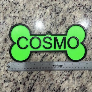 3D Printed Custom Dog Bone Name Tag for 7ft Skelly Dog Green/black - Etsy
