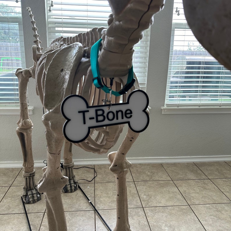 3D Printed Custom Dog Bone Name Tag for 7ft Skelly Dog - Etsy