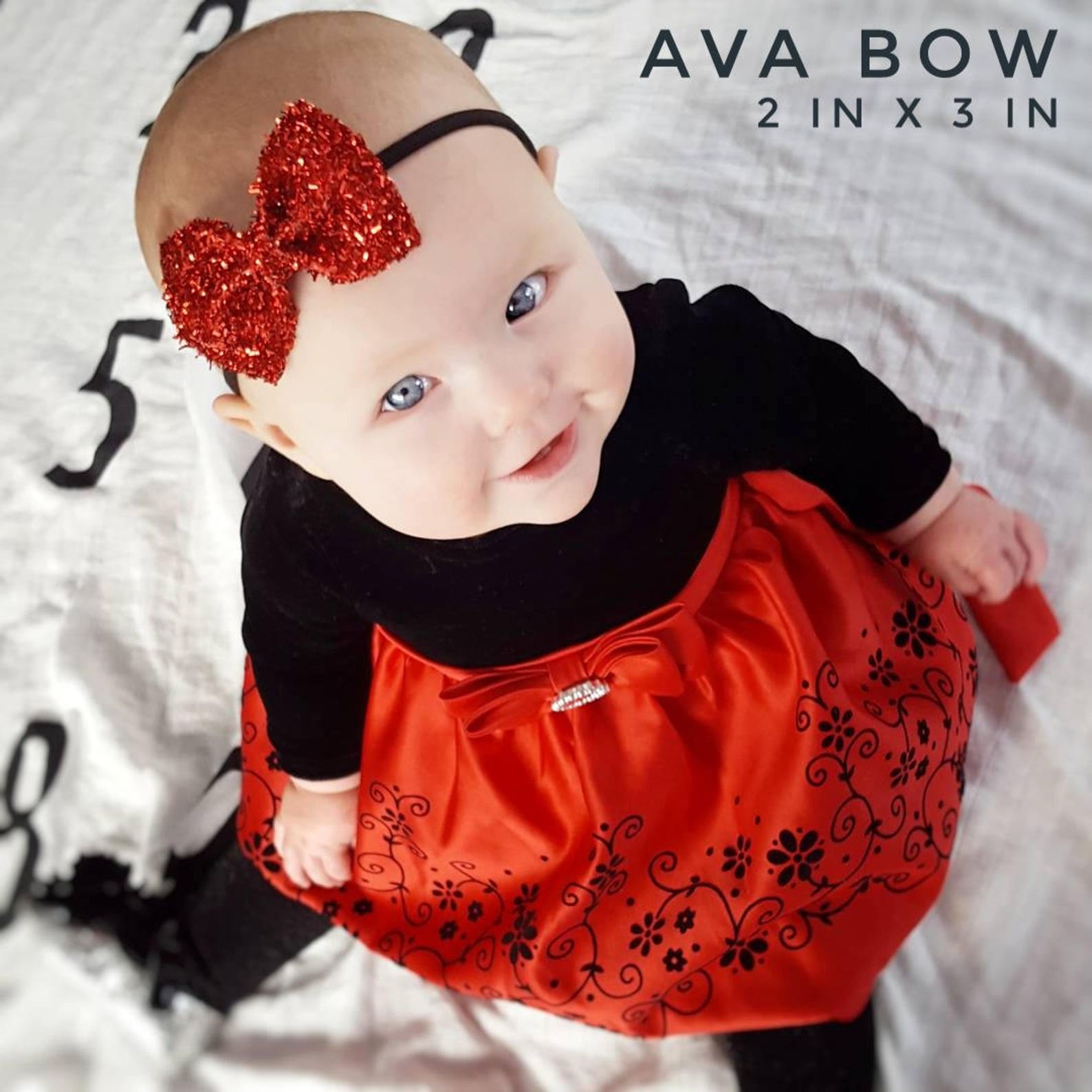 Red Glitter Bow Red Sparkle Bow Christmas Baby Bow Glitter | Etsy