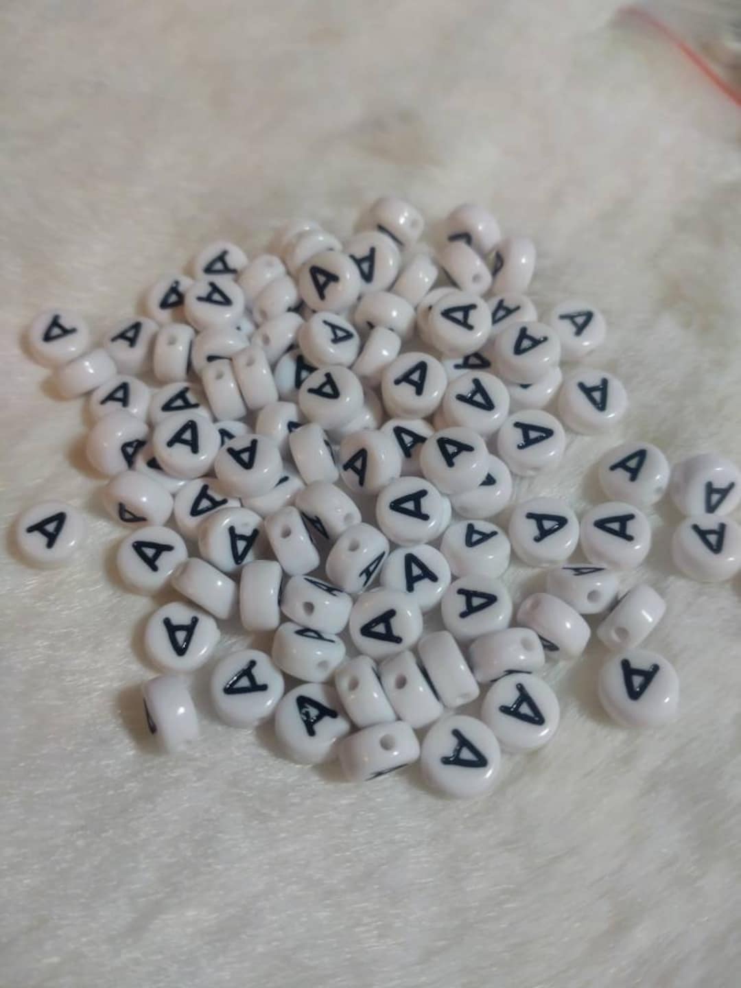 Set of 50 Black White Alphabet Letter A Beads 7x4 Mm - Etsy