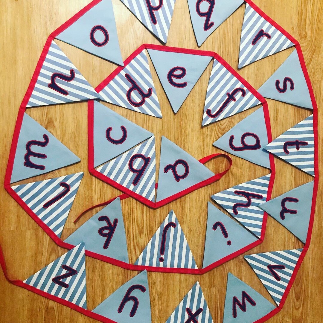 Childs Cursive Font Alphabet Bunting, Playroom Decoration, Child’s Room ...