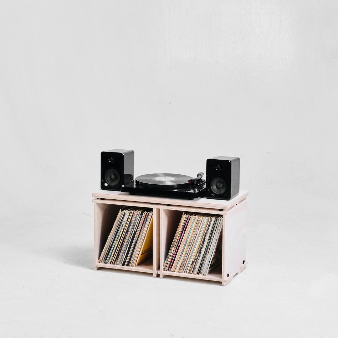 Modular Record Storage Console // Set of 2 With Top - Etsy