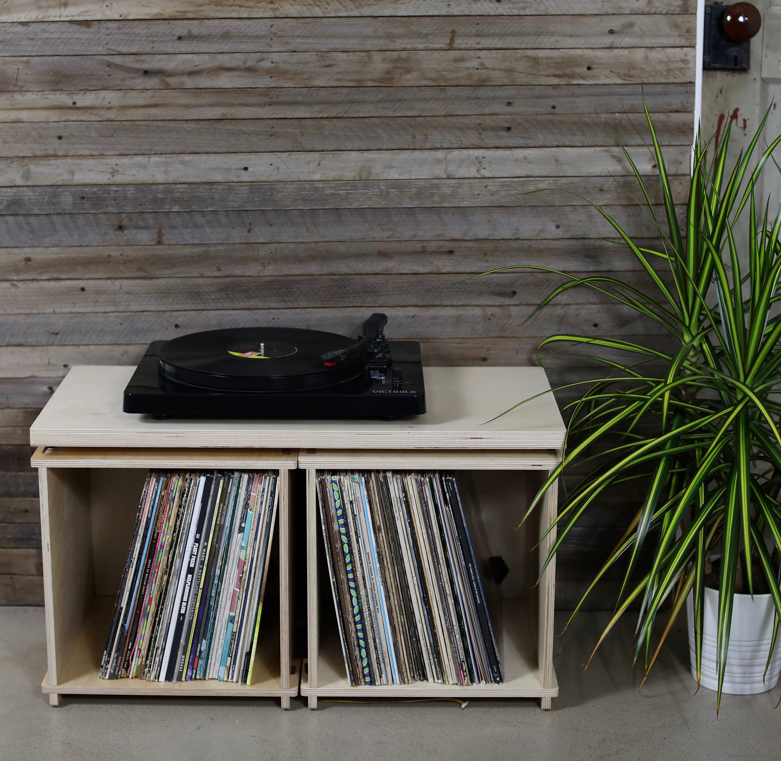 Modular Record Storage Console // Set of 2 with top // JR. DLX | Etsy