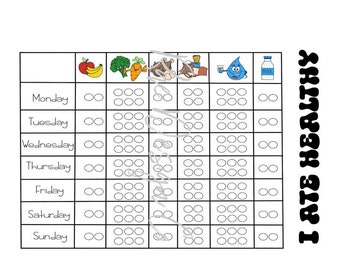Eat the Rainbow Weekly Chart Printable Healthy Eating Tracker for Kids ...