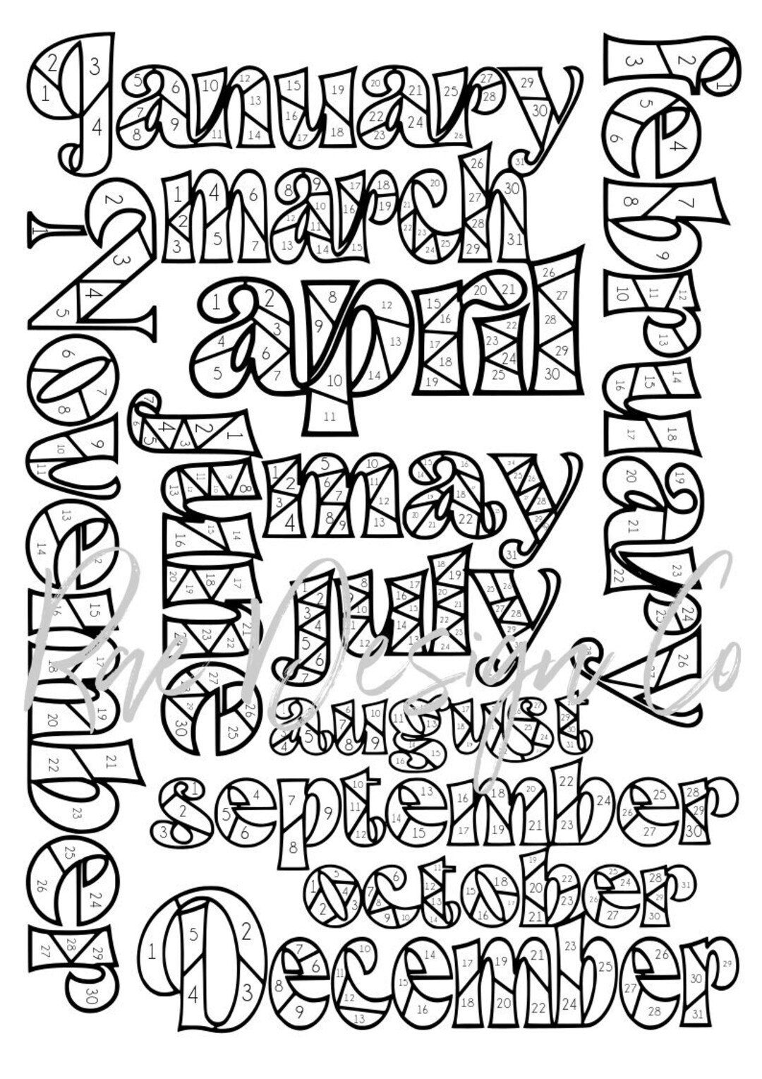 Yearly PRINTABLE Daily Color Sheet - Etsy