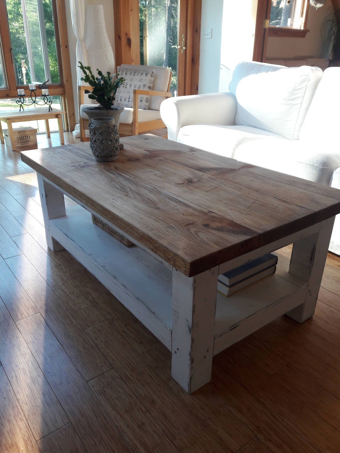 Handmade Rustic Coffee Table Solid White Oak Product Details - Etsy