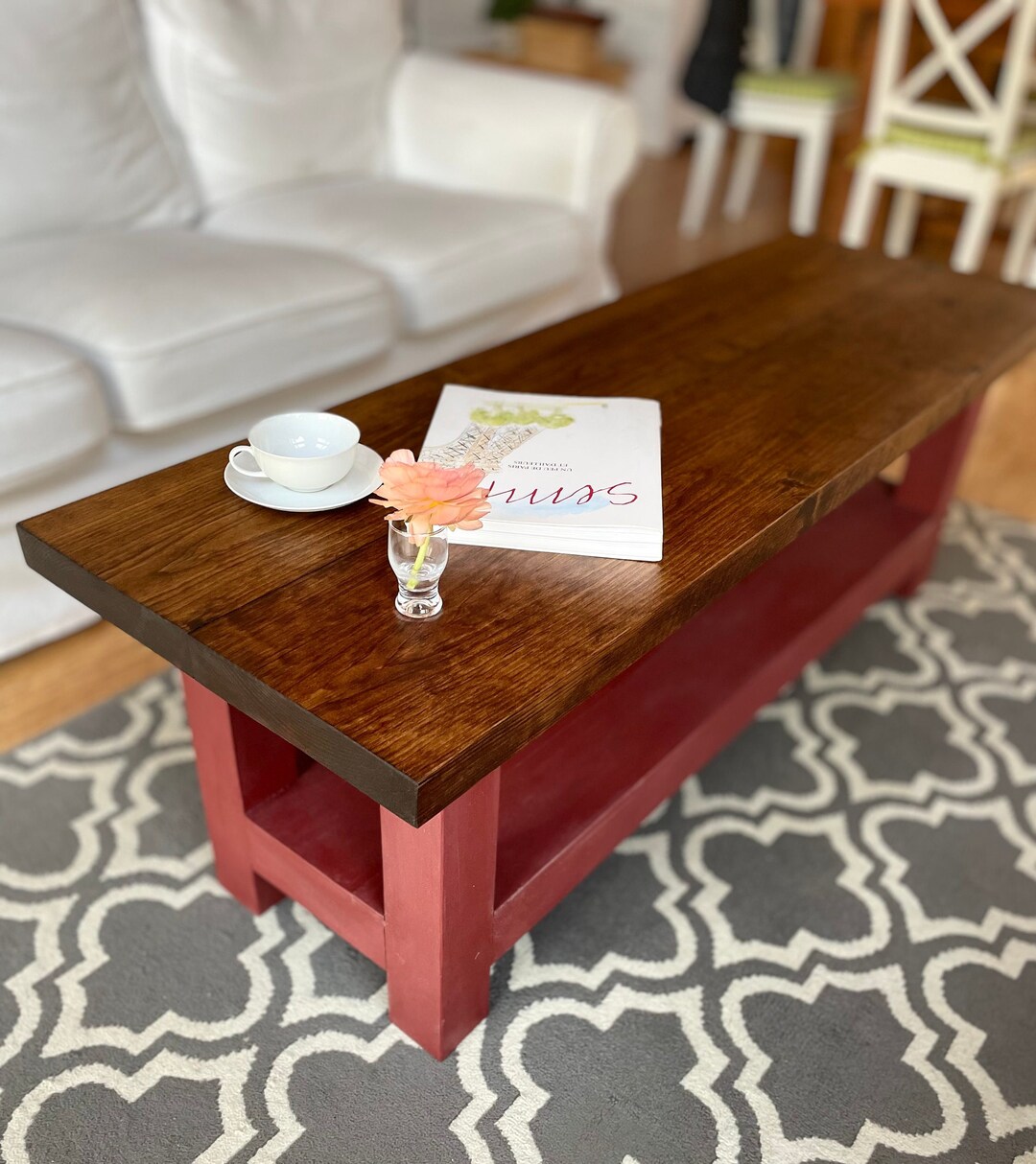 Solid Wood Handmade Rustic Coffee Table Custom Colors and Sizes ...