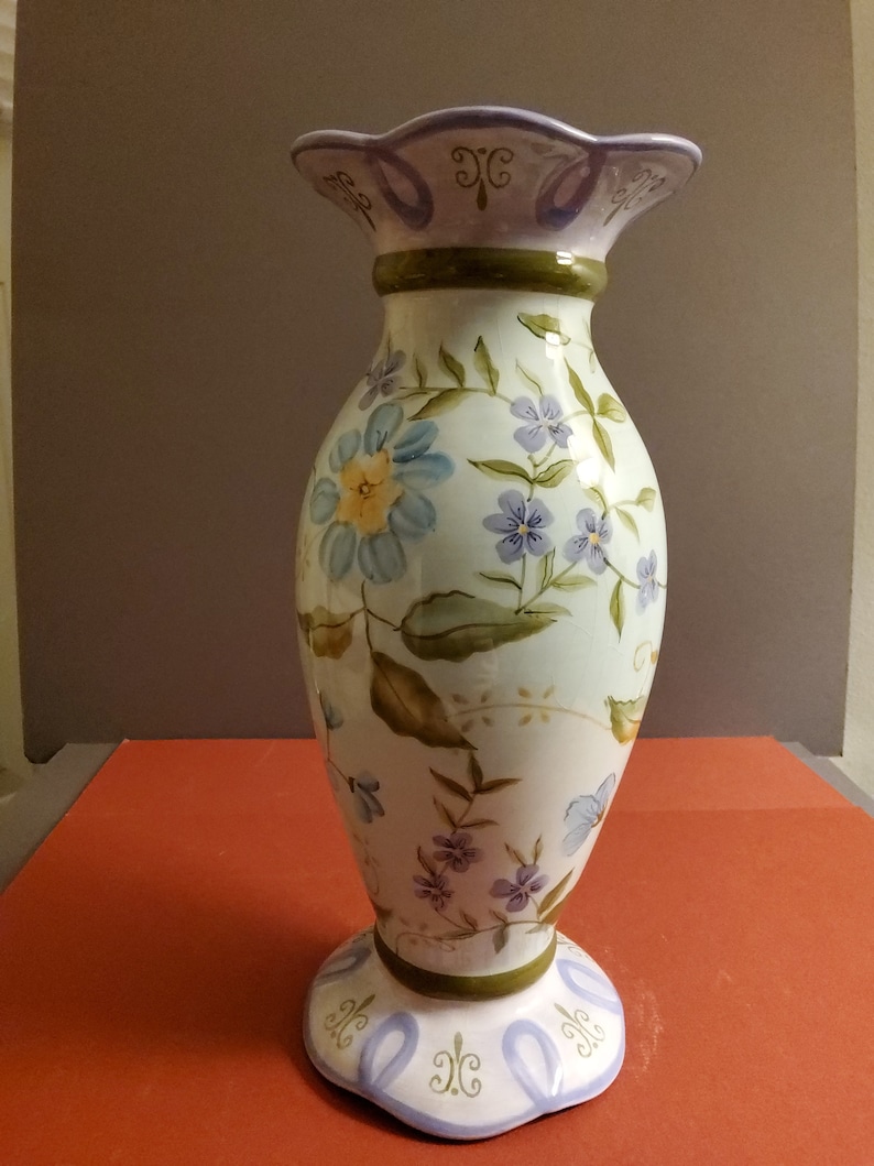 Vintage Capri Ware Hand Painted Blue/purple Floral Country Style Vase ...