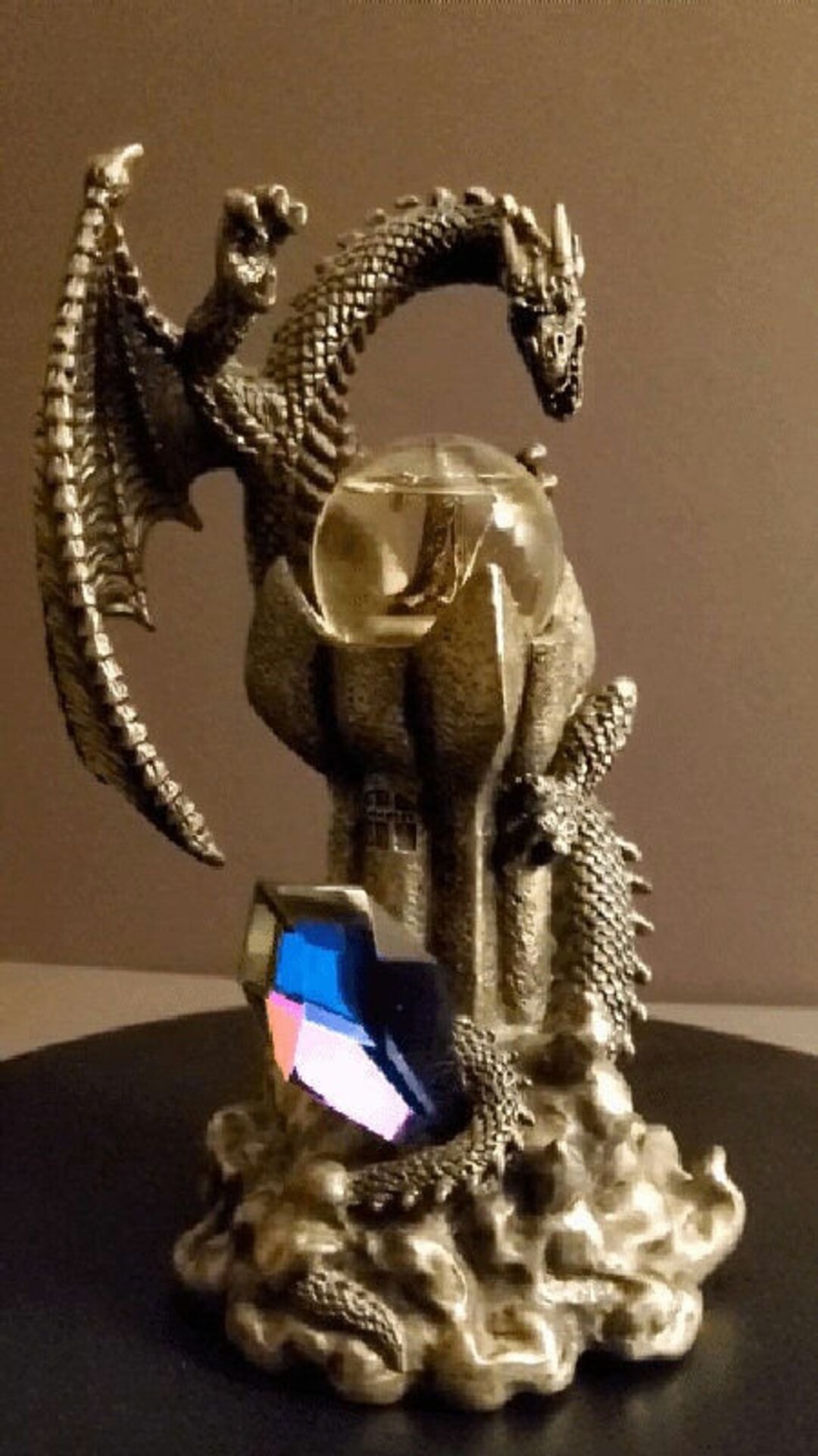 Mystical Creations Pewter Dragon With Crystal and Wizard Globe - Etsy