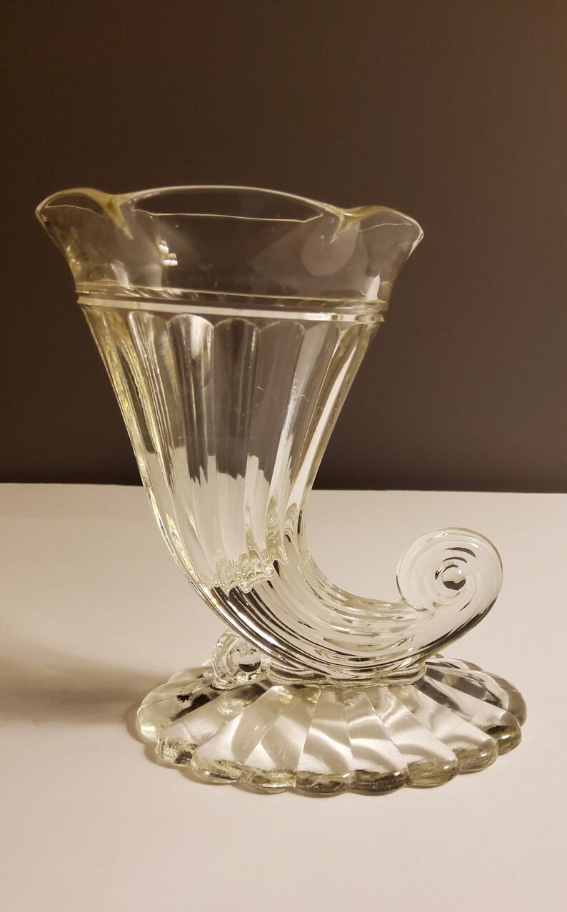 Cornucopia Depression Glass Vase - Etsy
