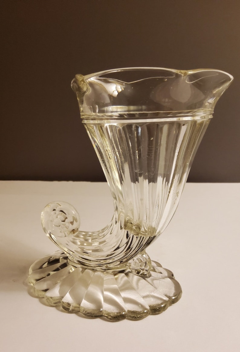 Cornucopia Depression Glass Vase - Etsy
