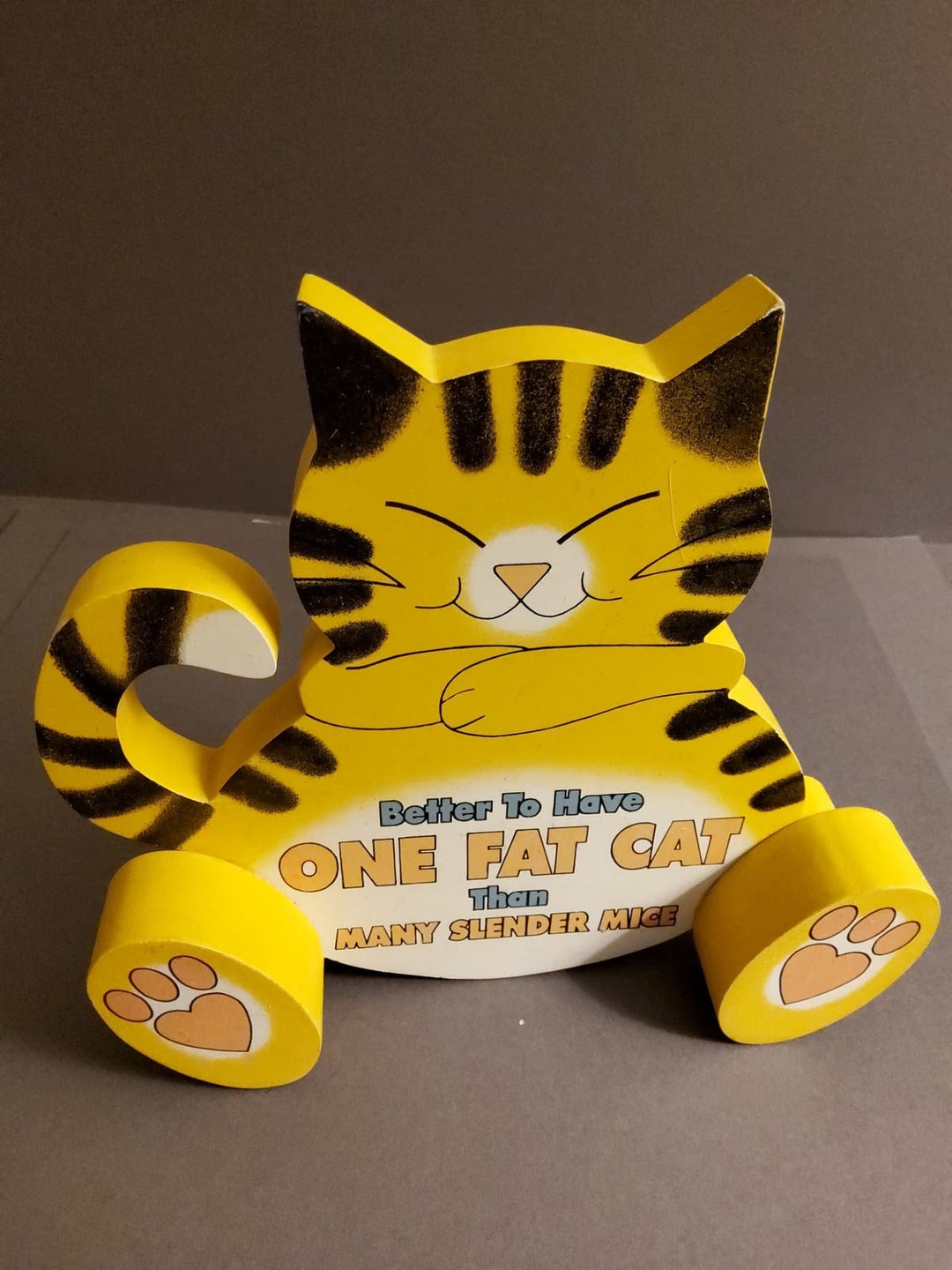 Yellow Fat Cat - House of Lloyd 1999 - Wood Decor - Etsy