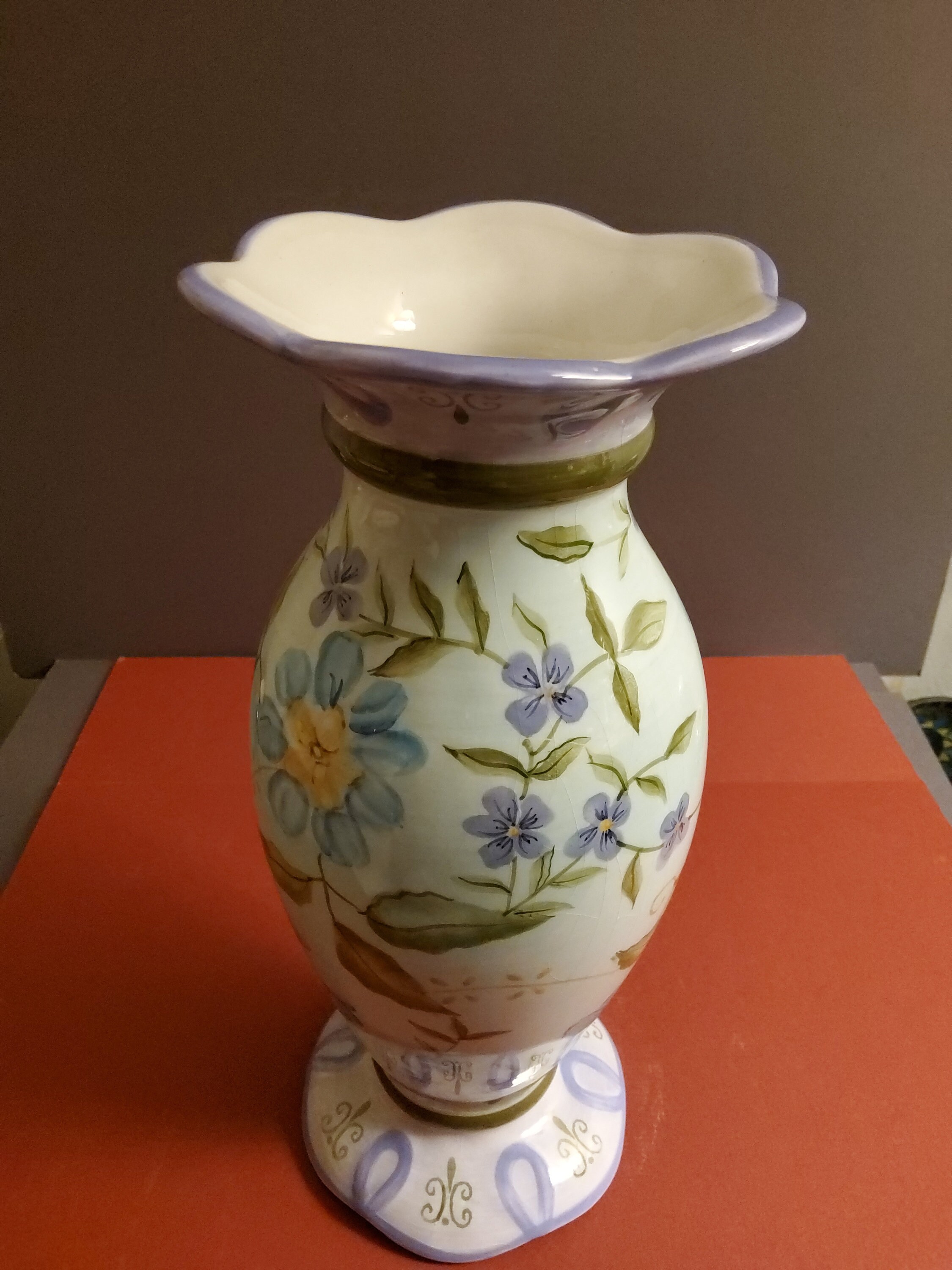 Vintage Capri Ware Hand Painted Blue/purple Floral Country Style Vase ...