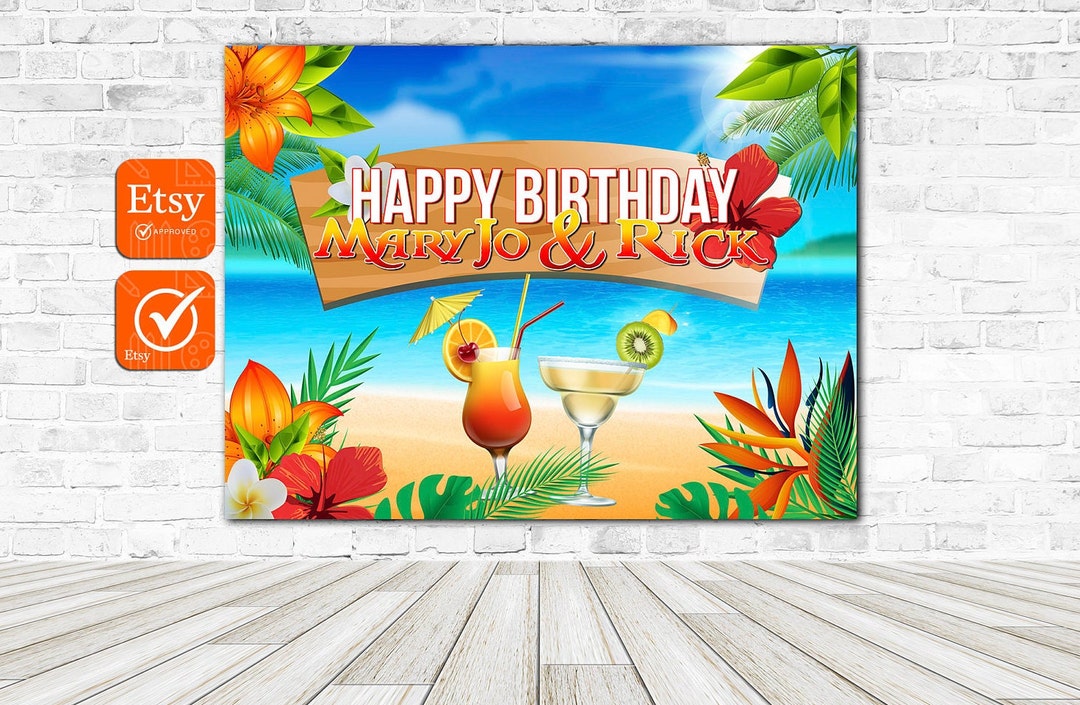Tropical Birthday Backdrop Instant Download - Etsy