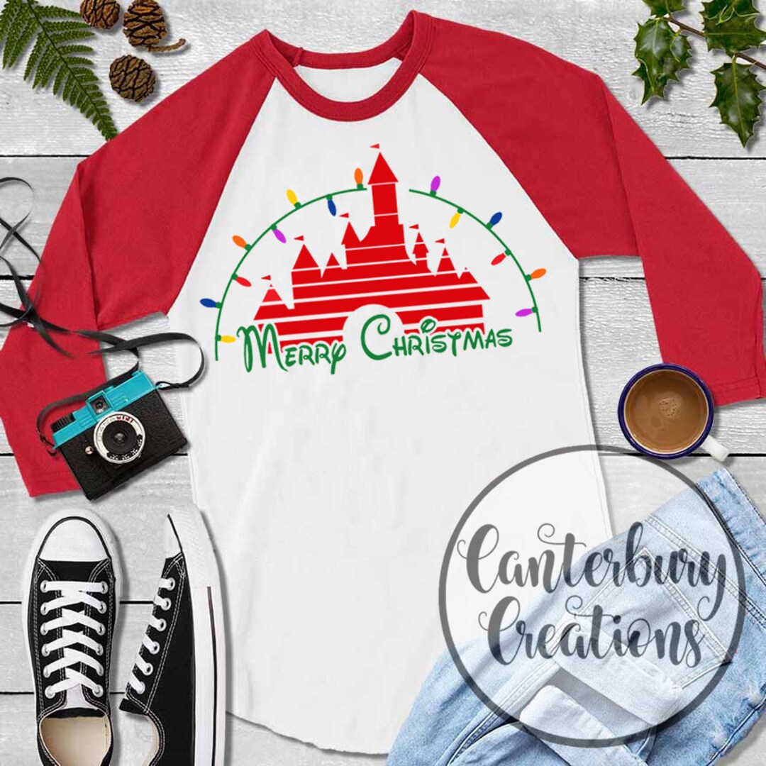 Disney Christmas Baseball Shirt Cinderella Castle Merry - Etsy