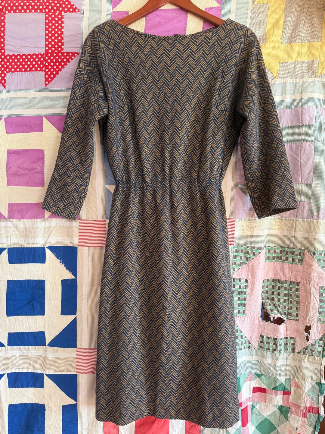 Vintage 1960s Helen Whiting Chevron Knit Midi Dress - Etsy