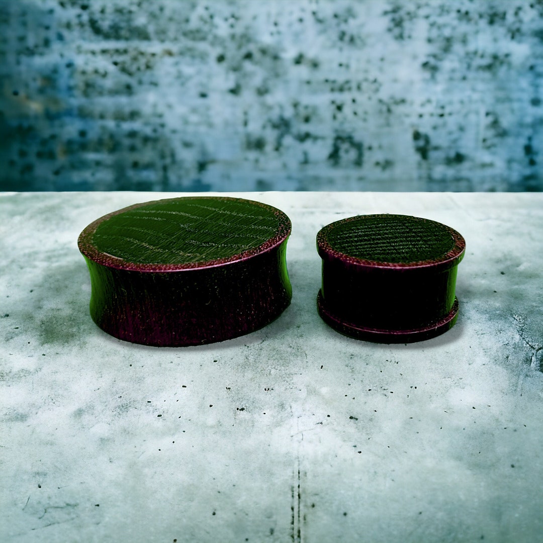 Black Wood Custom Gauges, Large Gauges, Purple Wood Plugs, Double Flare ...