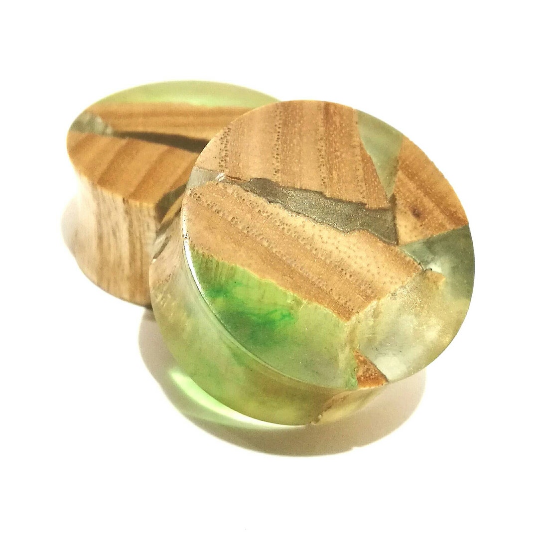 M99 Custom Wood Resin Gauge Green Plugs Custom Plug Wood - Etsy