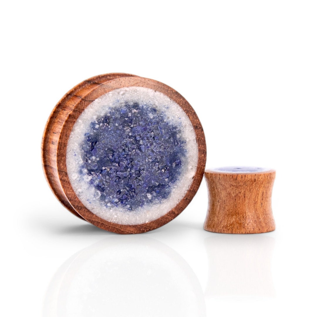 Lapis Lazuli Mahogany Wood Plugs: Custom Stone Gauges - Etsy