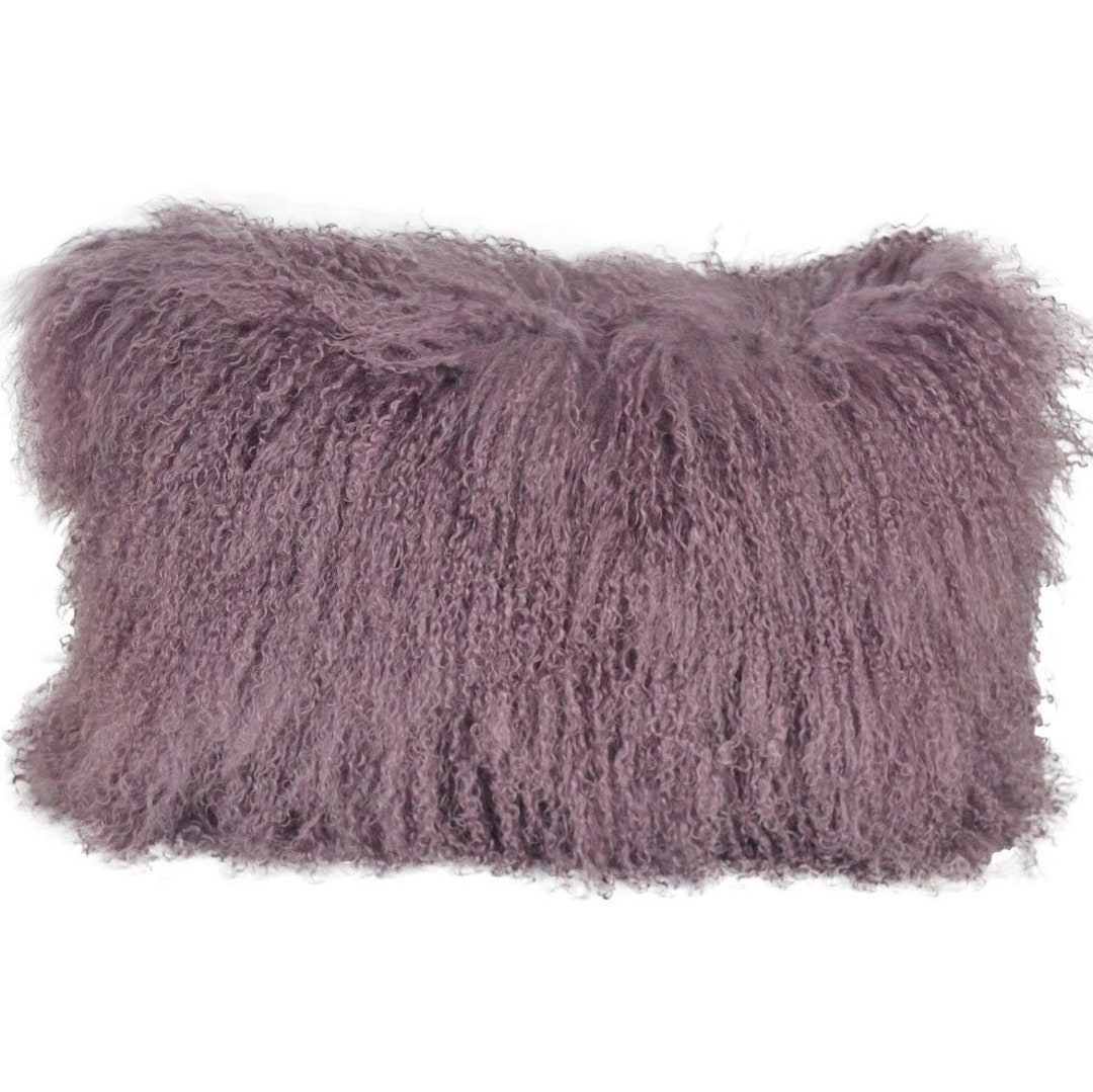 Tibetan Lamb Fur Pillow Cover Mongolian Lamb Fur Pillow Purple 12x 20 ...