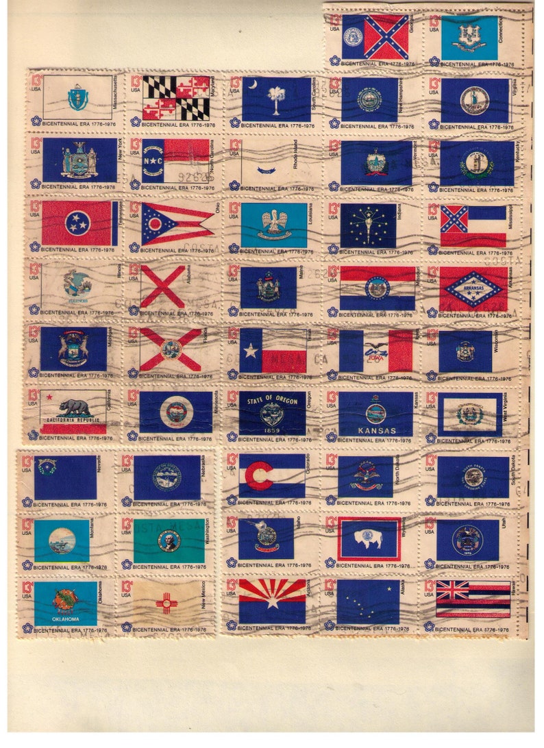 1976 Flags of the US States "bicentenial Usa""a Broken Pane" and ...