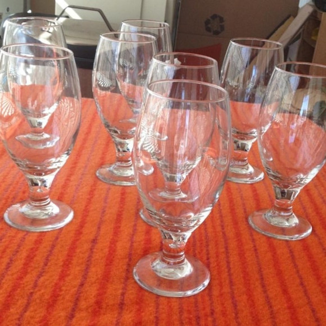 7" Tall "eight Glass Set" 14 Oz.beer / Wine Glasses - Etsy