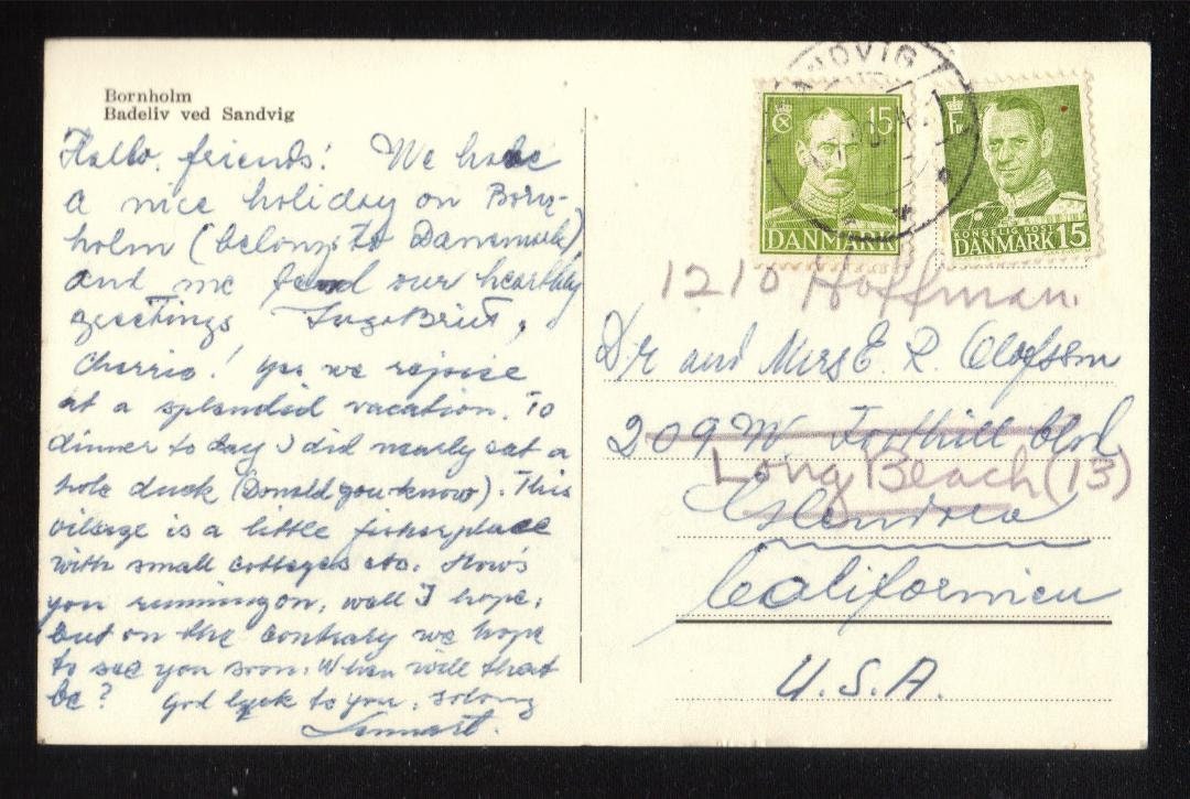 Denmark Post Card 1942 Beach Scene Sc 281 Denmark Bornholm Badeliv Ved ...