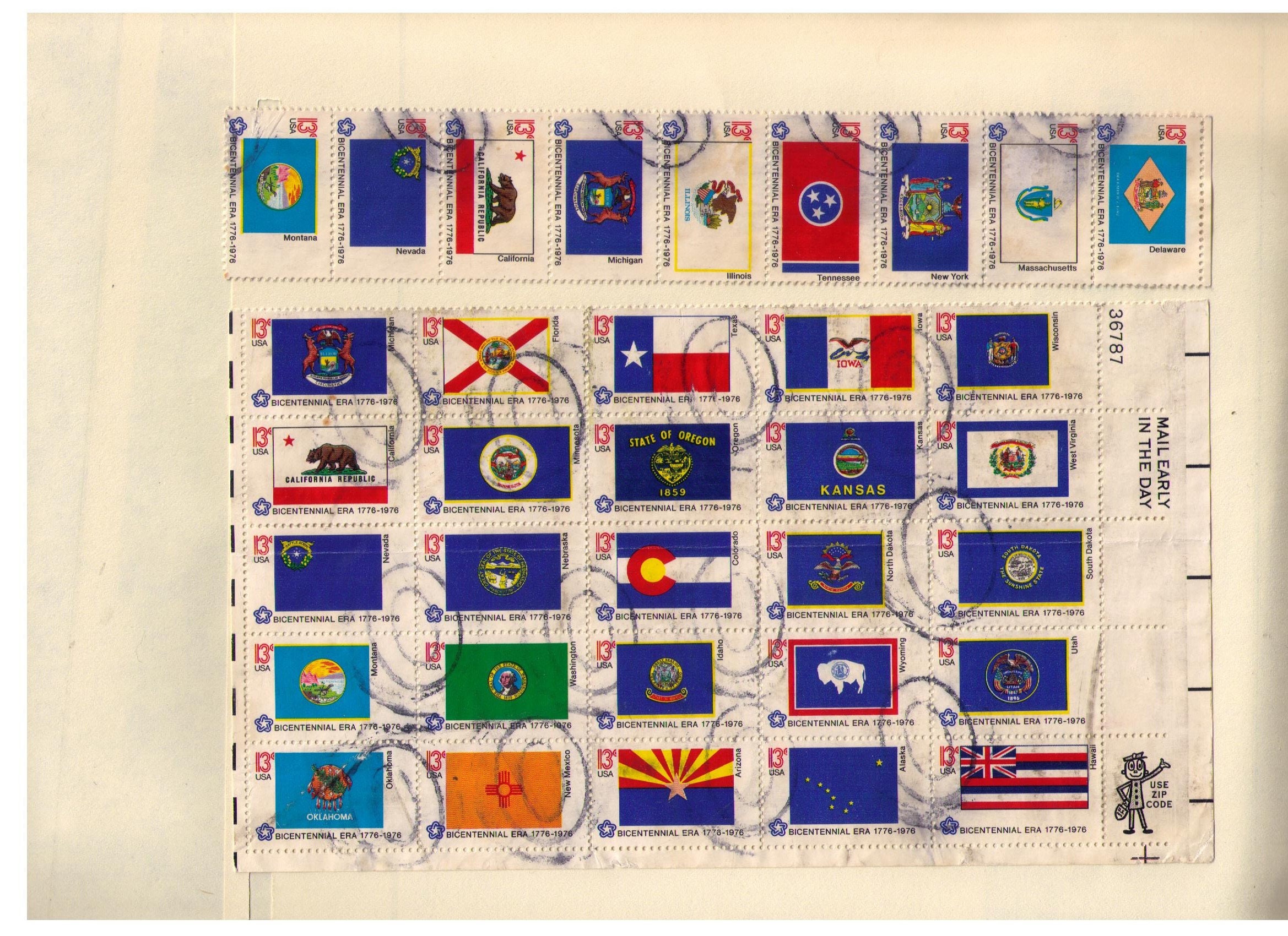 1976 Flags of the US States "bicentenial Usa""a Broken Pane" and ...