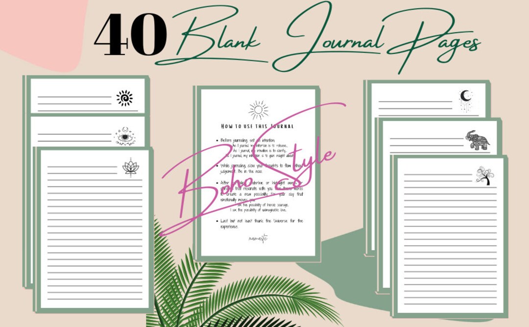 Blank Boho Journal Pages With 25 Journal Prompts, Printable Download - Etsy