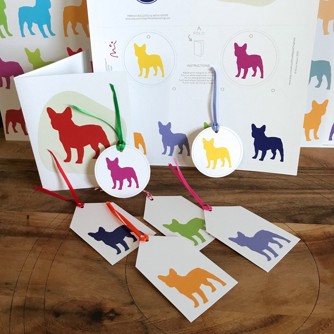French Bulldog Card and Gift Tags Instant Printable Download Print It ...