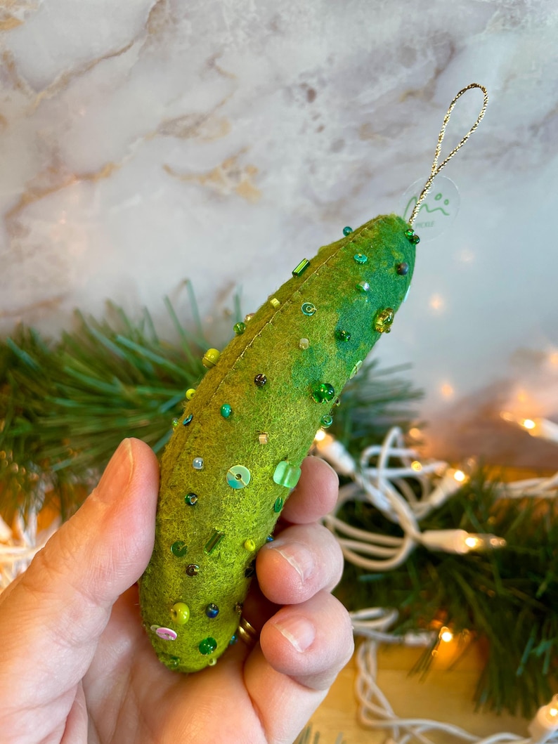 Beaded Felt Pickle Ornament: Handmade Christmas Decoration - Etsy Canada