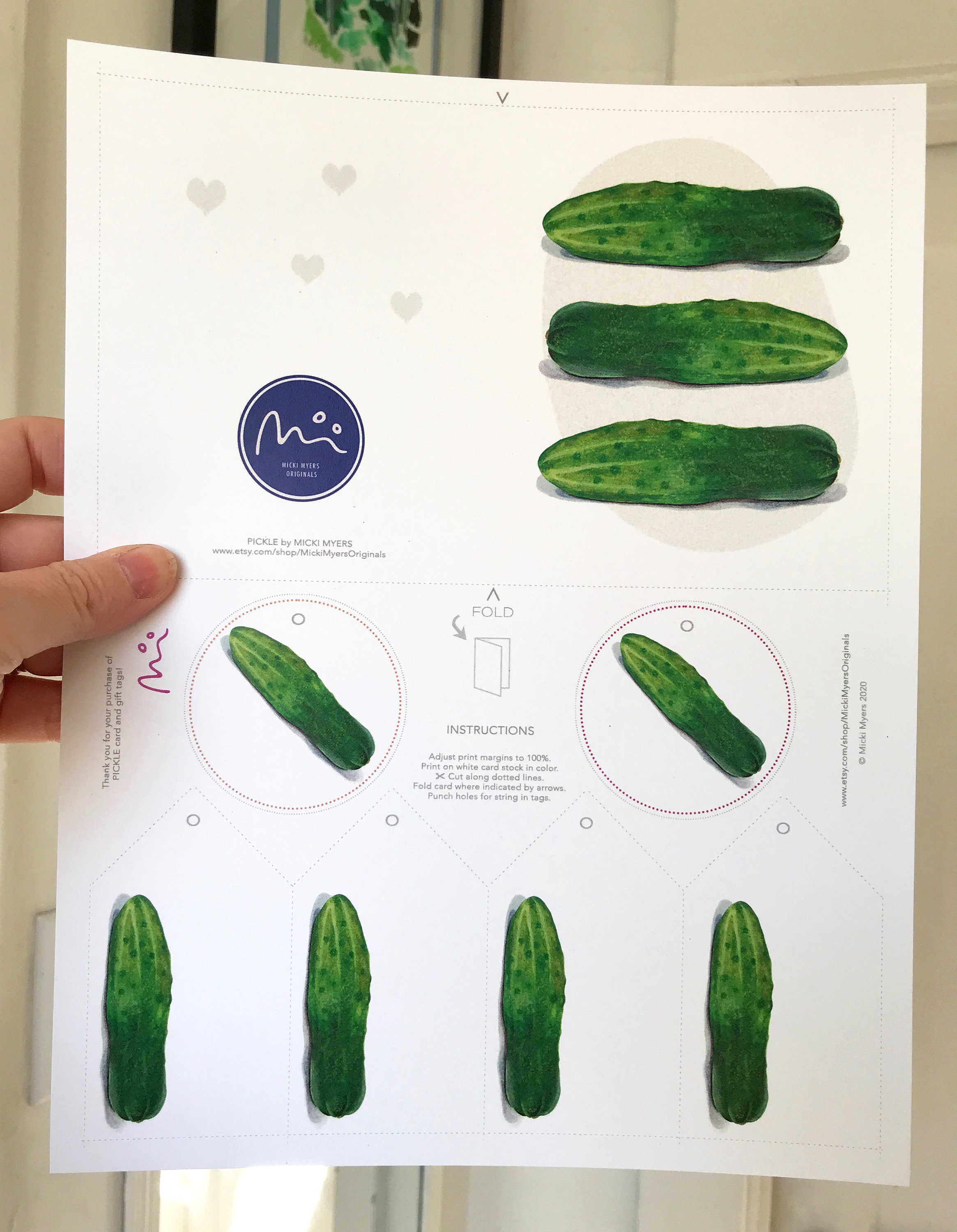 Printable Pickle Gift Tags, Downloadable Pickle Gift Tags, Pickle Gift ...