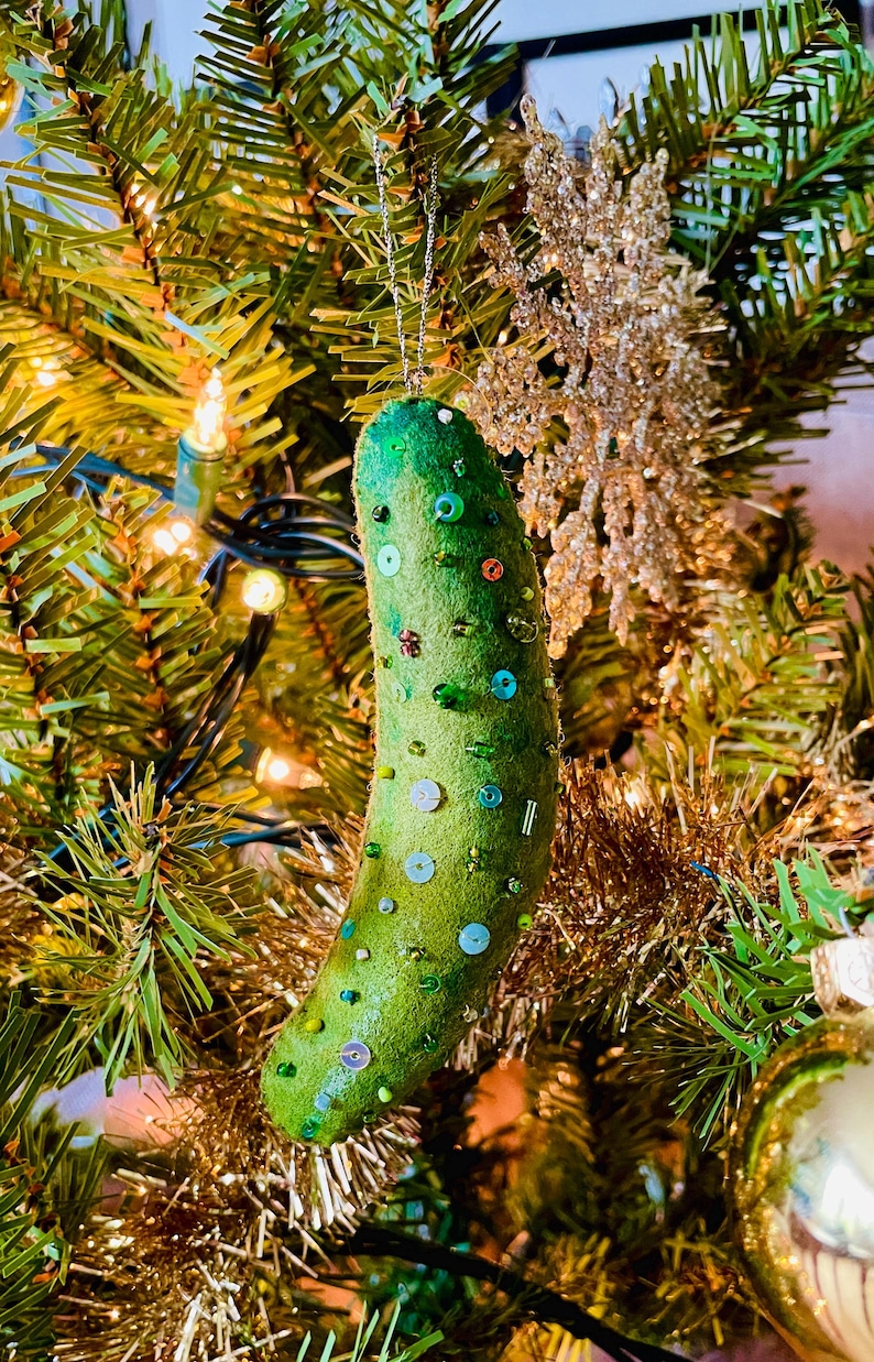 Beaded Felt Pickle Ornament: Handmade Christmas Decoration - Etsy