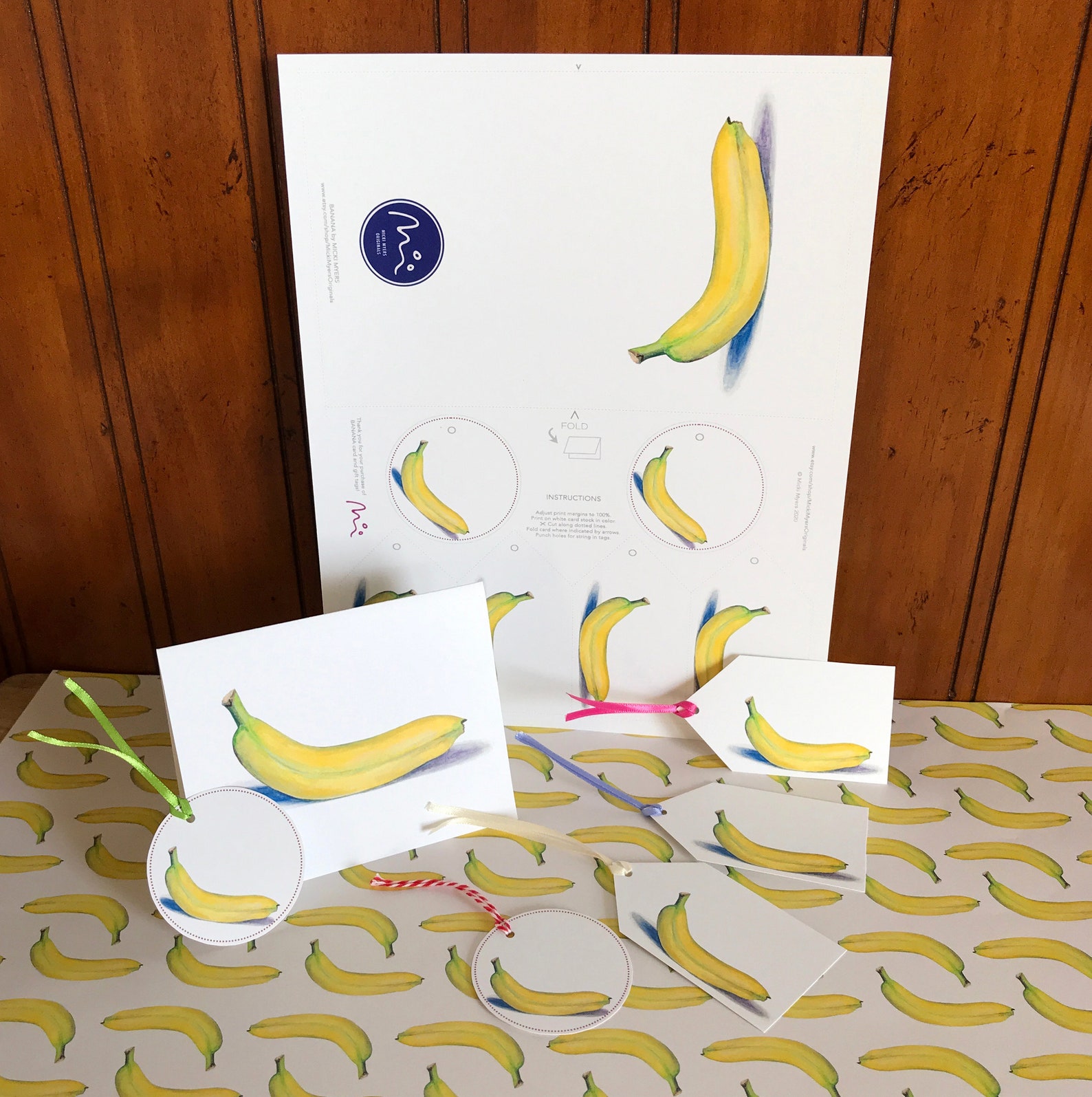 Banana Gift Tags & Card: Playful Printable PDF Download - Etsy