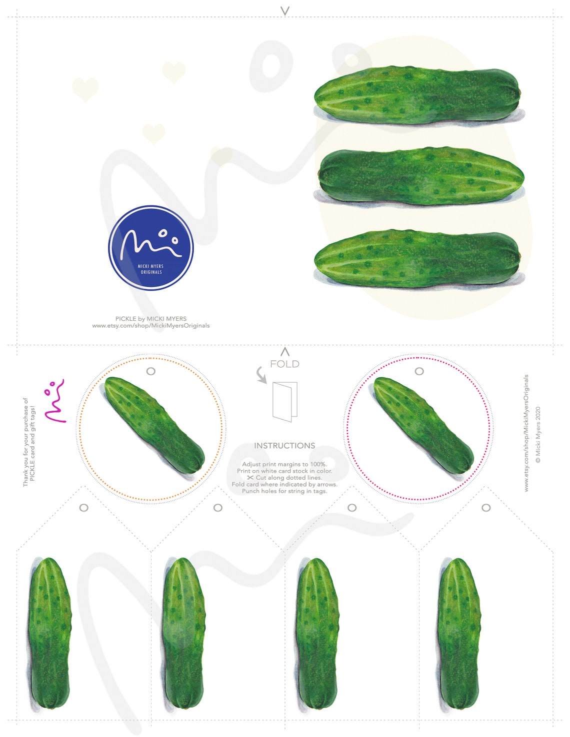 Printable Pickle Gift Tags Downloadable Pickle Gift Tags - Etsy