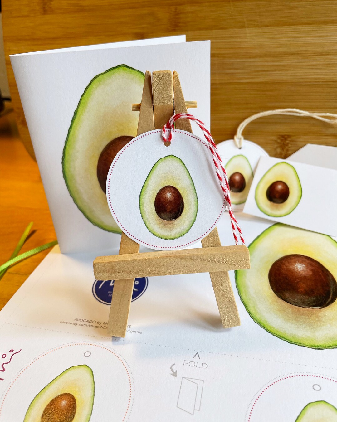 Avocado Card and Gift Tags: Realistic Painted Design (printable PDF) - Etsy