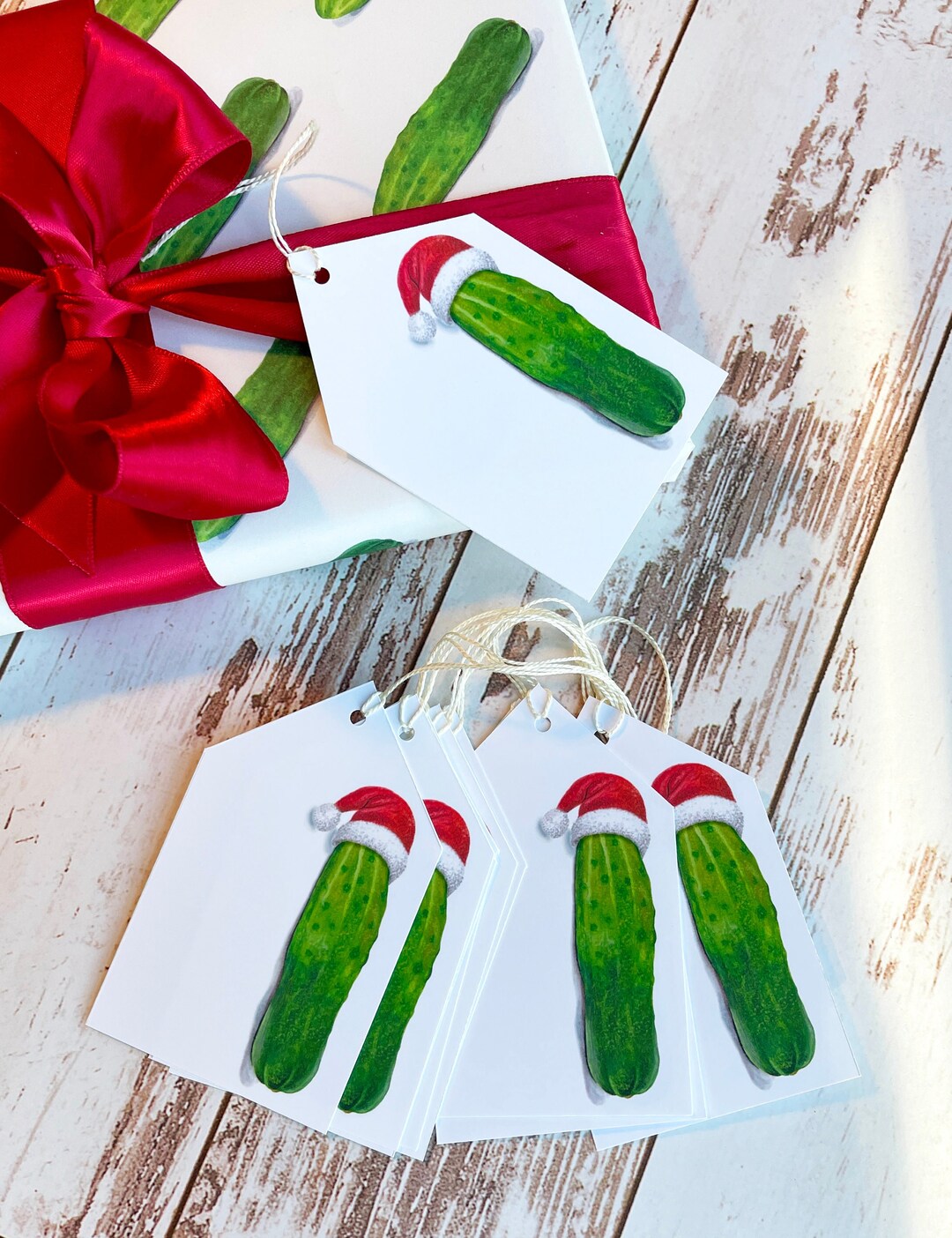 Santa Pickle Gift Tags Pickle Gift Tags Set of 10 Tags 3.5 X 2 Inch ...