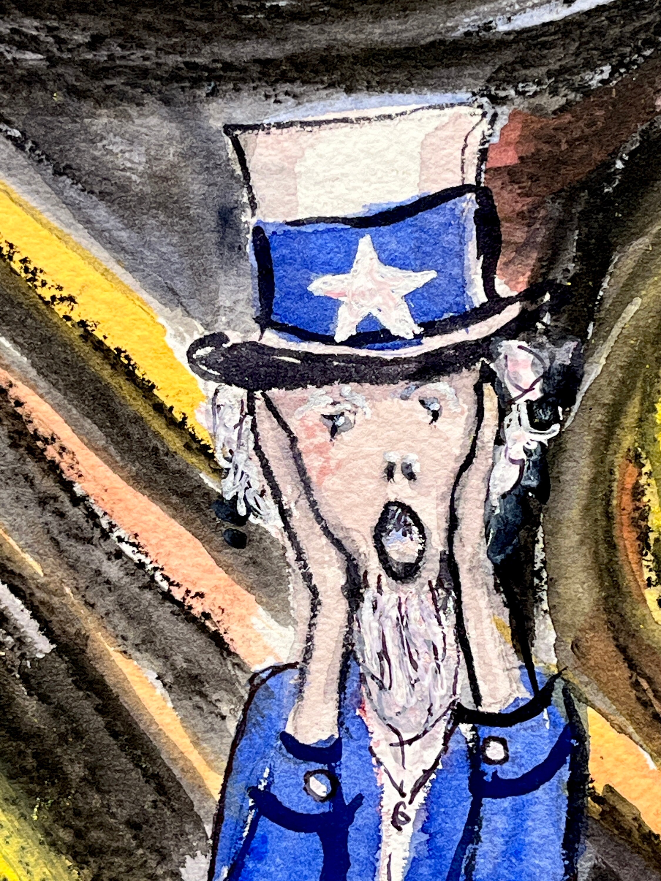 The Scream Uncle Sam Cartoon, Original, One of a Kind Painting Parody ...