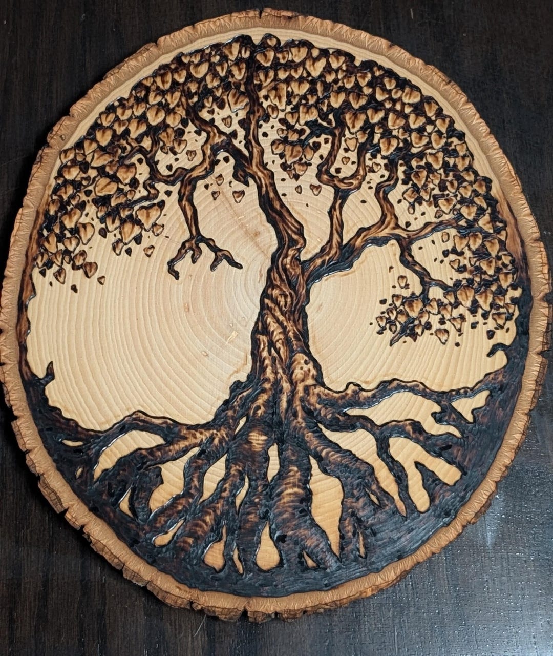 Tree of Life Pyrography on Woodcut - Etsy