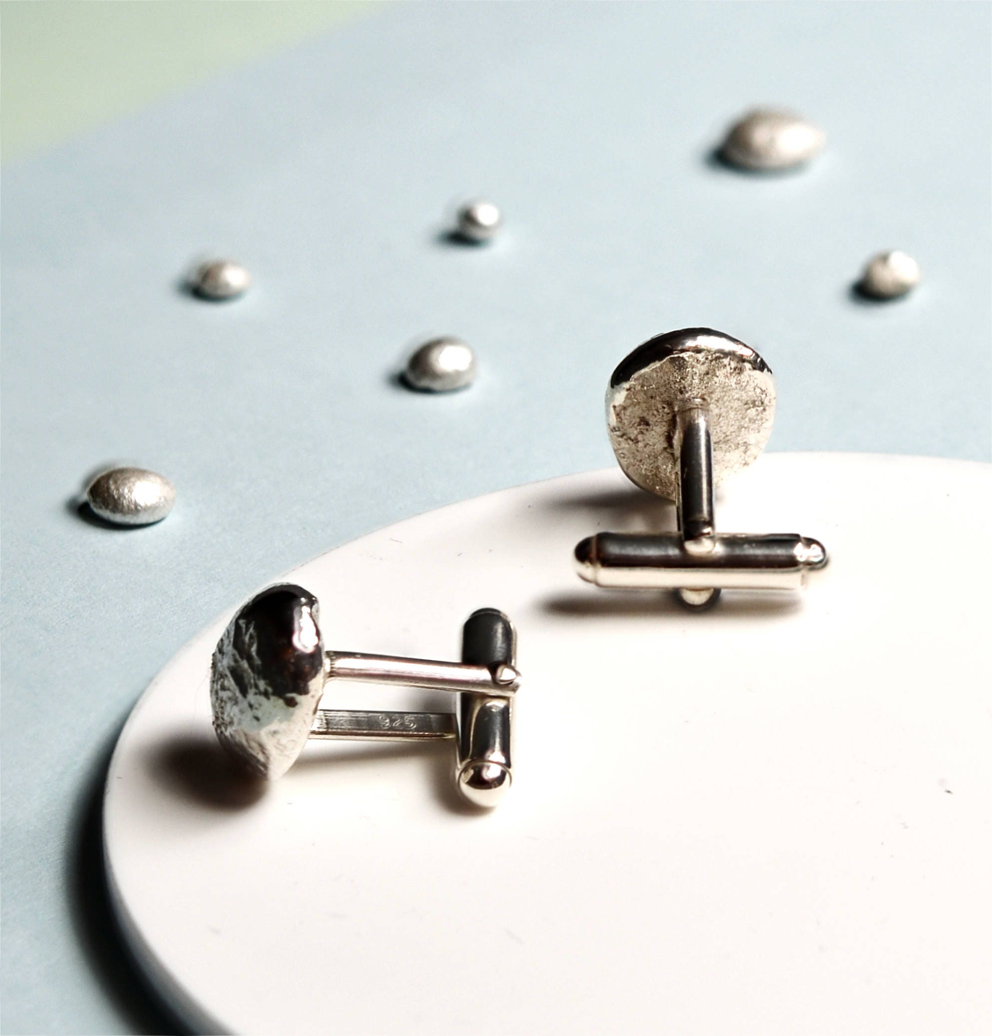 Silver Cufflinks, Nugget Cufflinks, Textured Cufflinks, Solid Cufflinks ...