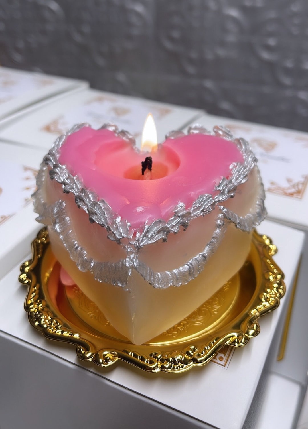 Adorable Pink Heart Cake Candle - Etsy